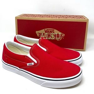 Vans | Shoes | Vans Classic Slip On Racing Red Canvas Mens | Poshmark